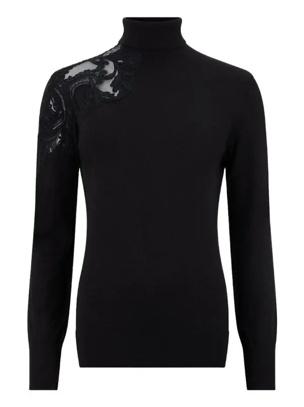 Ermanno Scervino Lace Detail Turtleneck Sweater - Black