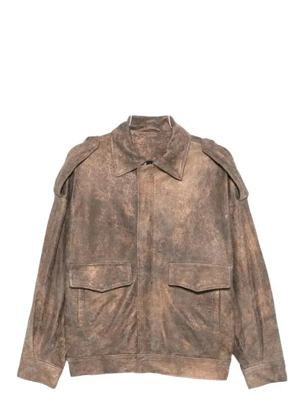 GIORGIO BRATO Distressed Leather Jacket - Brown