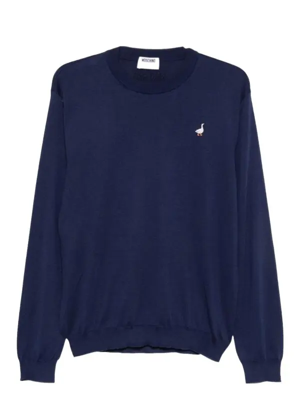 Moschino Long Sleeve Knit Top With Crew Neck - Blue