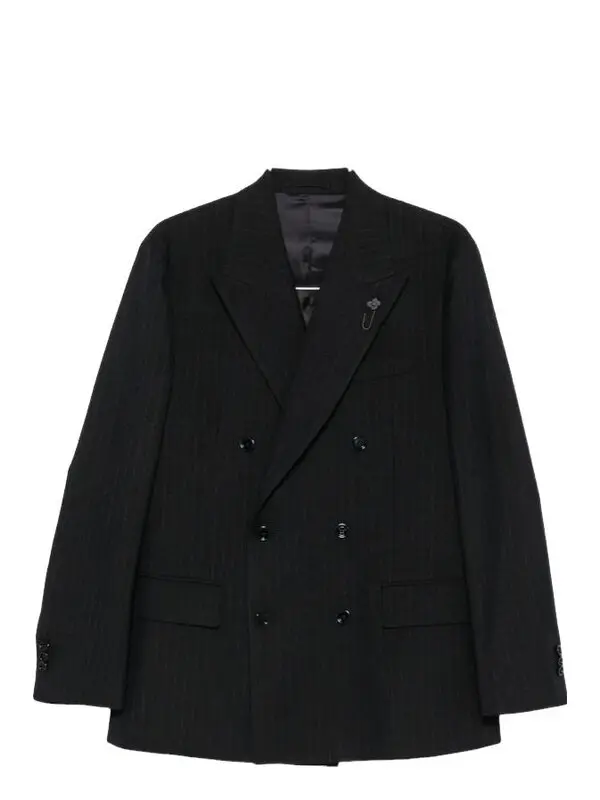 LARDINI Pinstripe Double-breasted Blazer - Blue