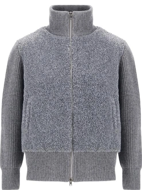 Herno Ribbed Pure Wool Resort Cardigan - Light Gray