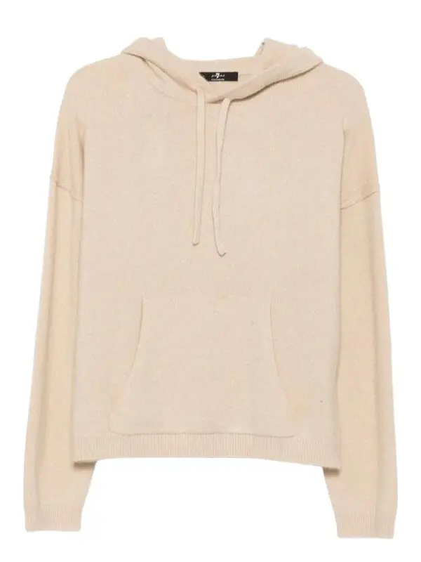 7 For All Mankind Hoodie With Drawstring Hood And Pouch Pocket - Beige