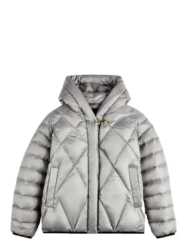FAY Argyle Quilted Hooded Jacket - Grey