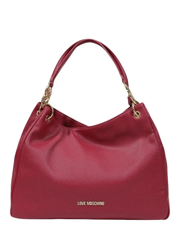 Moschino Leather Shoulder Bag With Gold Tone Hardware - Red
