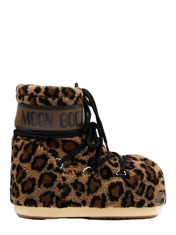 Moon Boot Leopard Print Lace-up Boots - Black