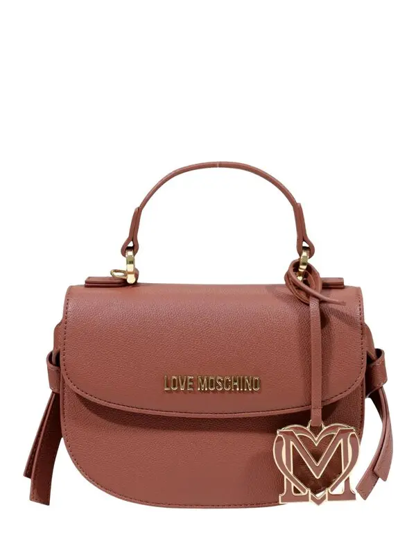 Moschino Flap Shoulder Bag With Logo Charm - Brown