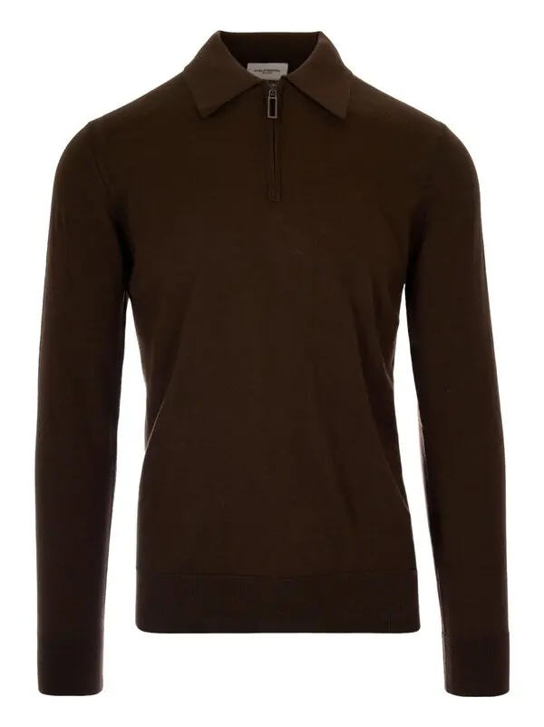 PAOLO PECORA Long-sleeved Zip-up Sweater - Black