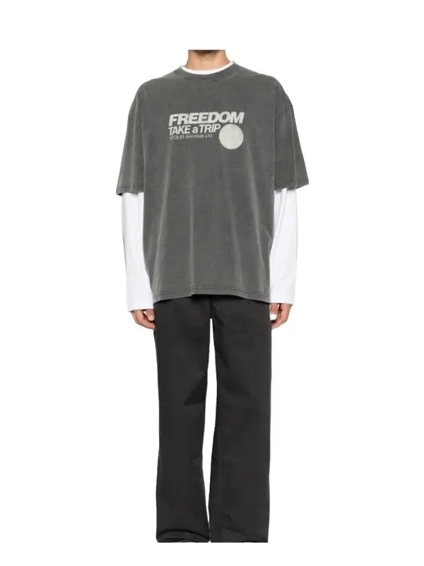 7 For All Mankind Graphic-print Crew-neck T-shirt - Dark Grey