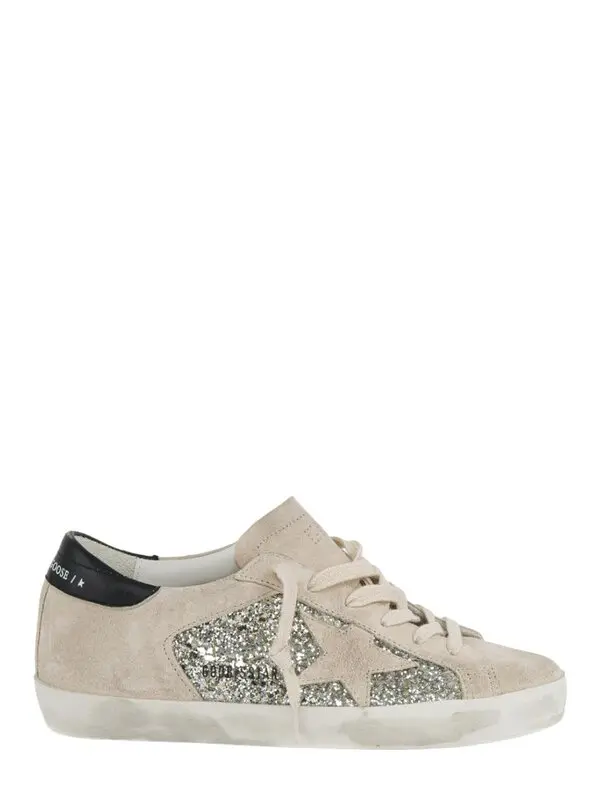 GOLDEN GOOSE Super-star Glitter Suede Low-top Sneakers - Nude