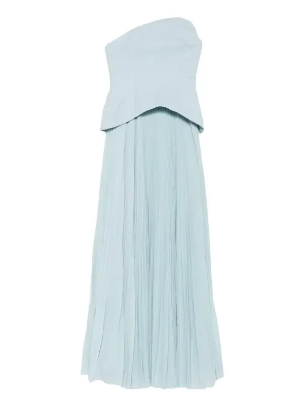Solace Asymmetrical Neckline Pleated Maxi Dress - Arctic Blue
