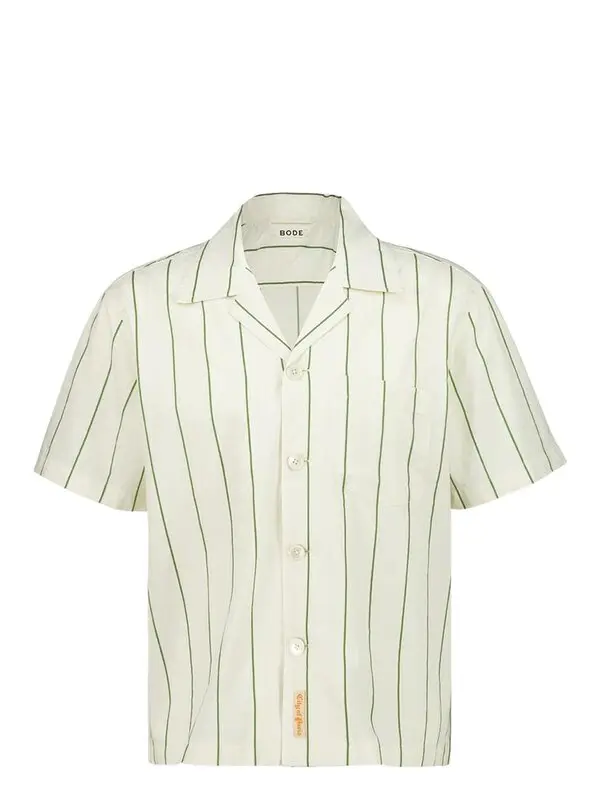 BODE Celery Striped Short-sleeve Shirt - White