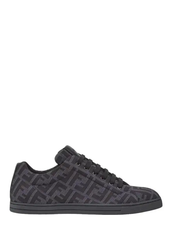 Fendi Low Top Sneakers With Ff Pattern - Black