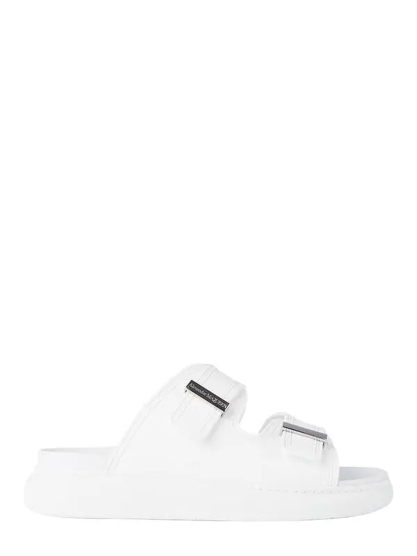 Alexander McQueen Logo Buckle Detail Flat Sandals - White