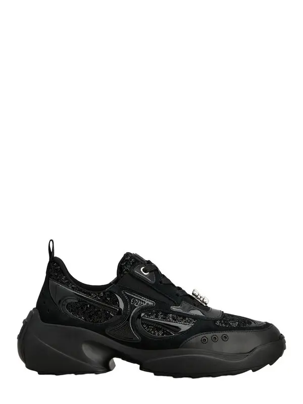 ROGER VIVIER Viv' On The Run Sneakers With Sequins - Black
