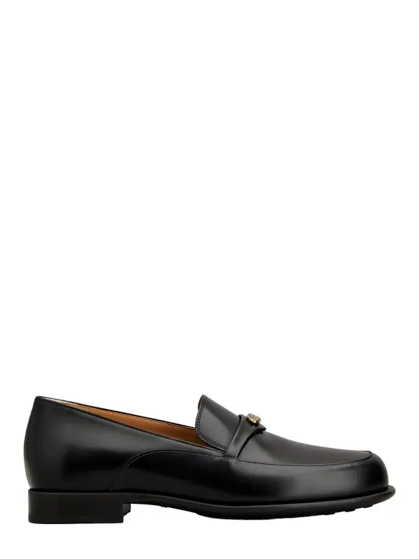 TOD'S Leather Loafers With Embossed Outsole And Metal Logo - Black