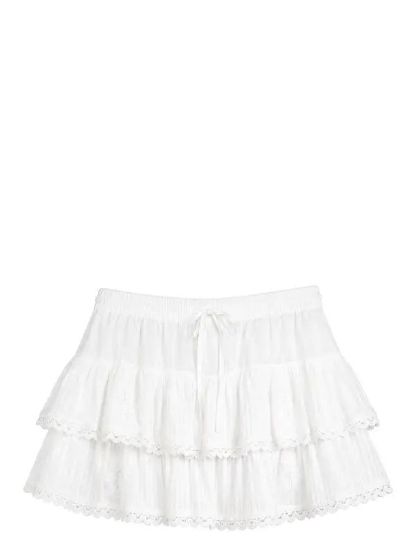 MUCHE & MUCHETTE Tiered Embroidered Skort - White