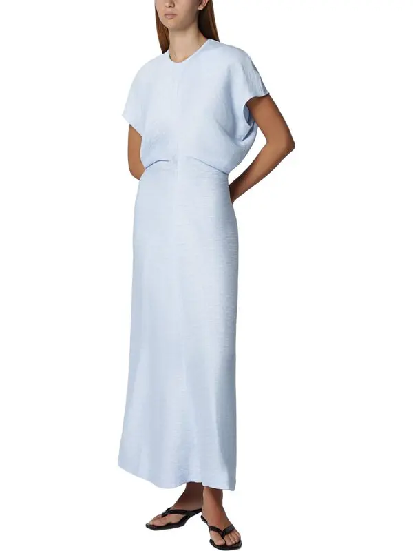TOTEME Fluid Viscose Satin Crewneck Dress - Light Blue