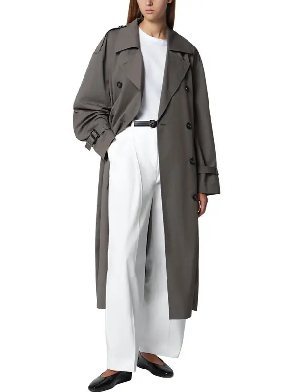 TOTEME Double-breasted Cotton-blend Trench Coat - Grey