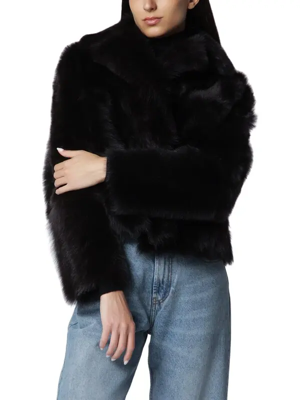 BLANCHA Short Chocolate Shearling Fur Jacket - Brown