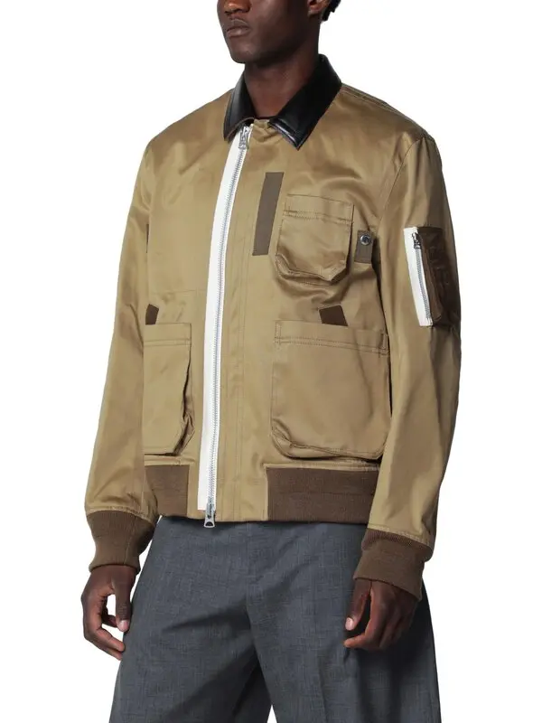 Sacai Cotton And Nylon Bomber Jacket - Beige