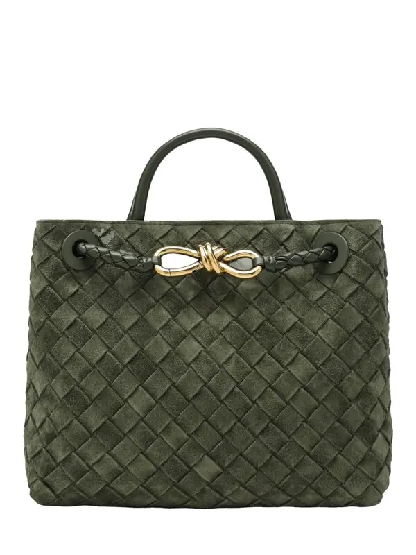 Bottega Veneta Andiamo Small Intrecciato Suede Bag - Green