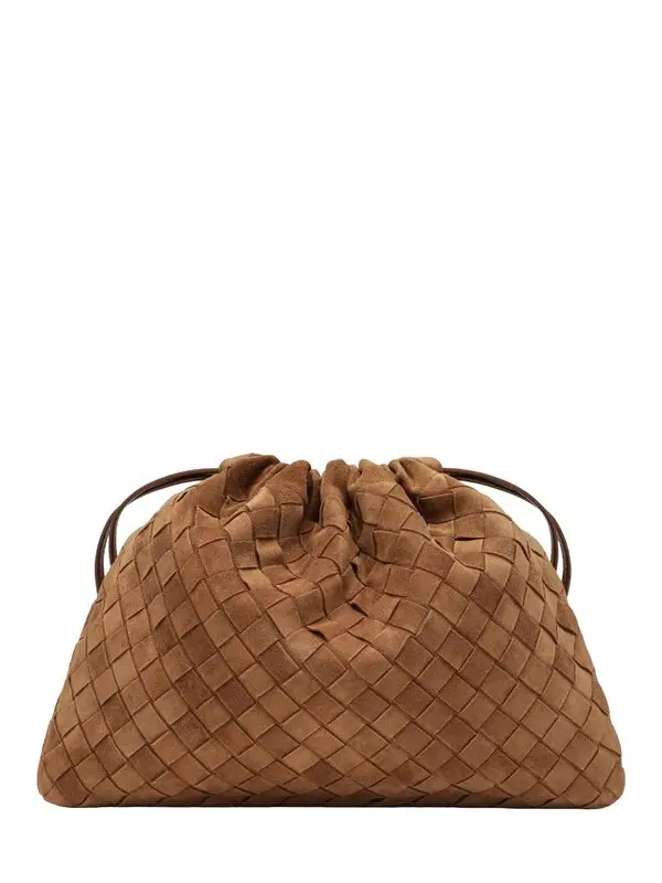Bottega Veneta Intrecciato Suede Pouch - Brown