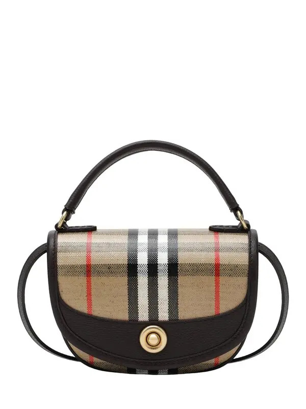 Burberry Highlands Mini Bag In Cotton And Linen Blend - Beige