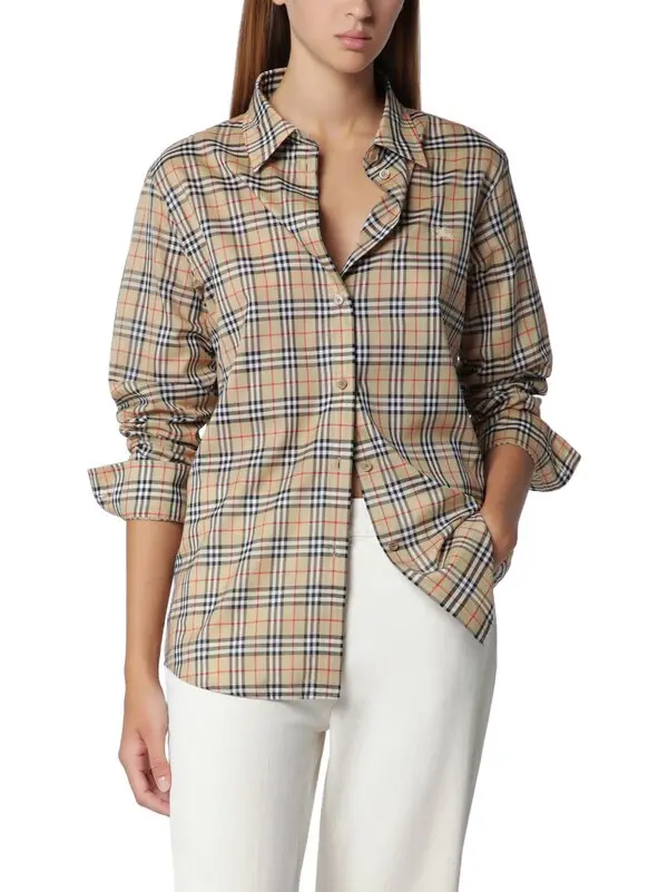 Burberry Cotton Checkered Shirt - Beige
