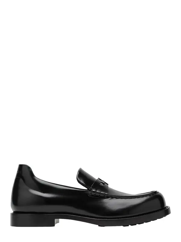 Balenciaga Shiny Calfskin Leather Loafers - Black