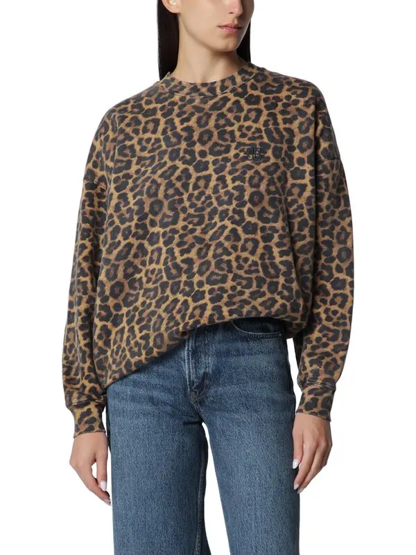 ANINE BING Miles Hoodie With Leopard Print - Multicolor