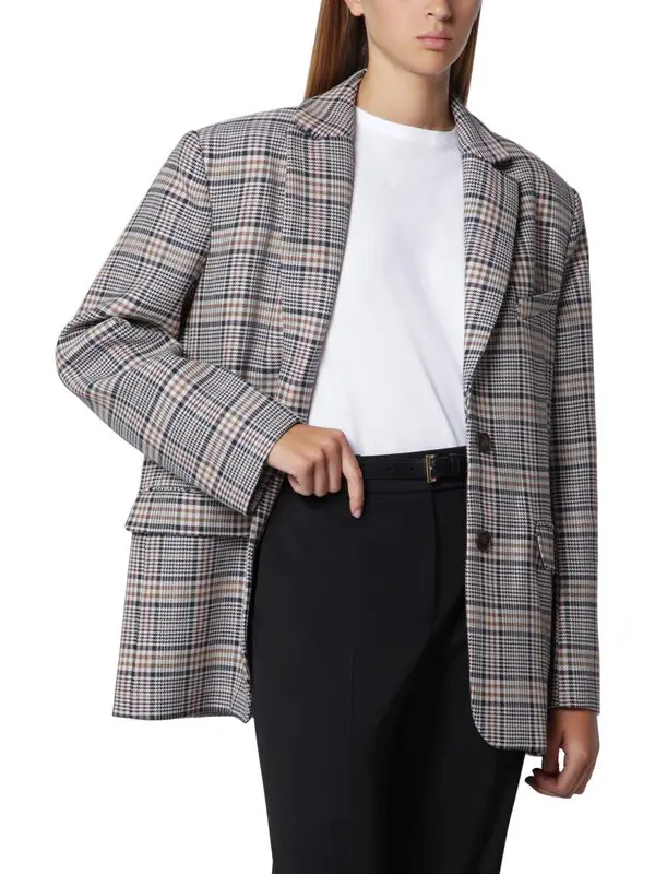 ANINE BING Single-breasted Check Blazer - Beige