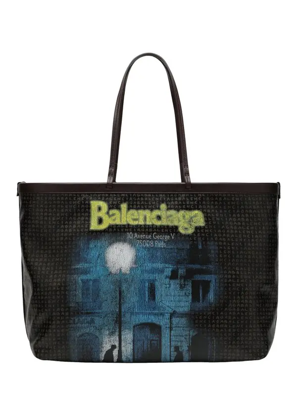 Balenciaga Select Large Tote In Coated Canvas - Black