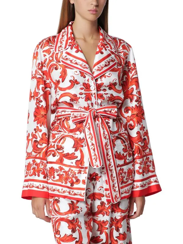 Dolce & Gabbana Majolica Print Silk Shirt - Orange