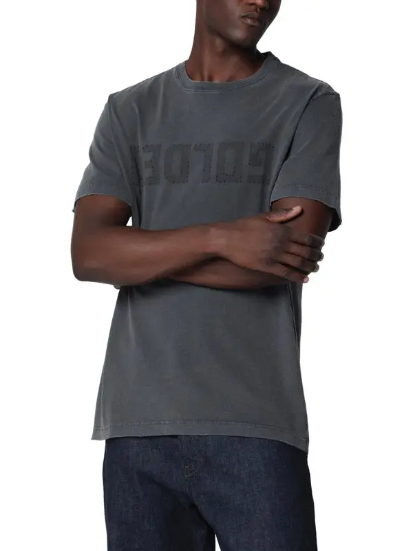 GOLDEN GOOSE Anthracite Vintage-effect T-shirt - Grey