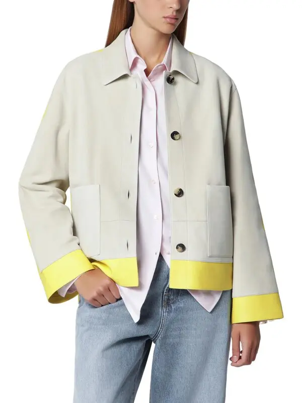Loewe Suede Jacket With Contrasting Inserts - Grey