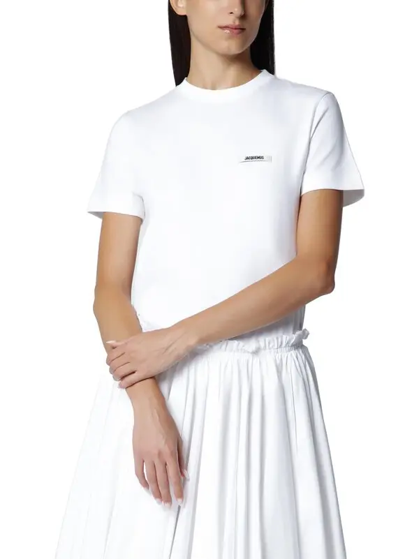 Jacquemus Fitted T-shirt With Grosgrain Logo Detail - White