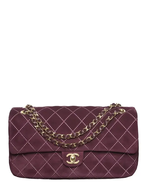 Chanel Maxi Flap Bag In Grained Calfskin - Burgundy