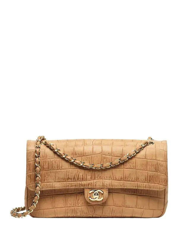 Chanel Maxi Flap Bag In Grained Calfskin - Camel