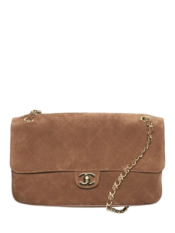 Chanel Maxi Flap Bag In Grained Calfskin - Camel
