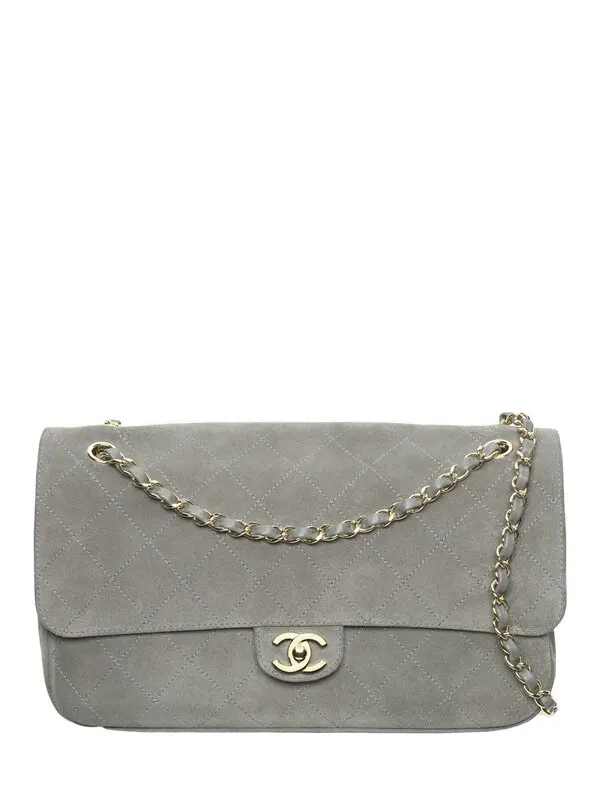 Chanel Maxi Flap Bag In Grained Calfskin - Dark Gray