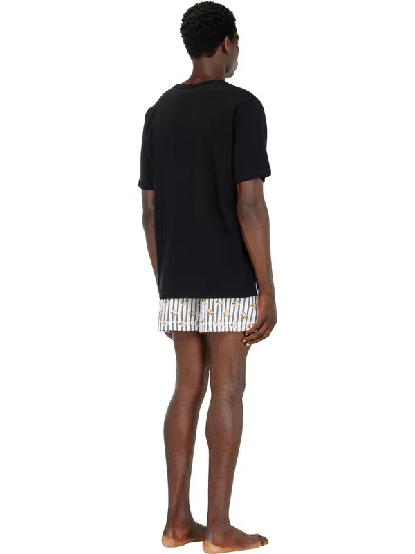 DIESEL® Cotton Pajama Set With Graphic T-shirt And Printed Shorts - Multicolor