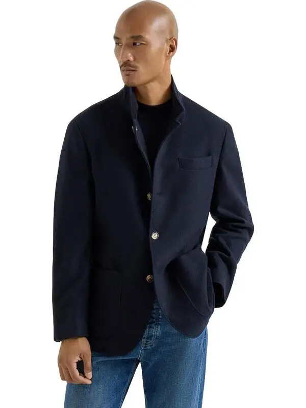 Brunello Cucinelli Lightweight Water-resistant Cashmere Outerwear Blazer - Navy Blue