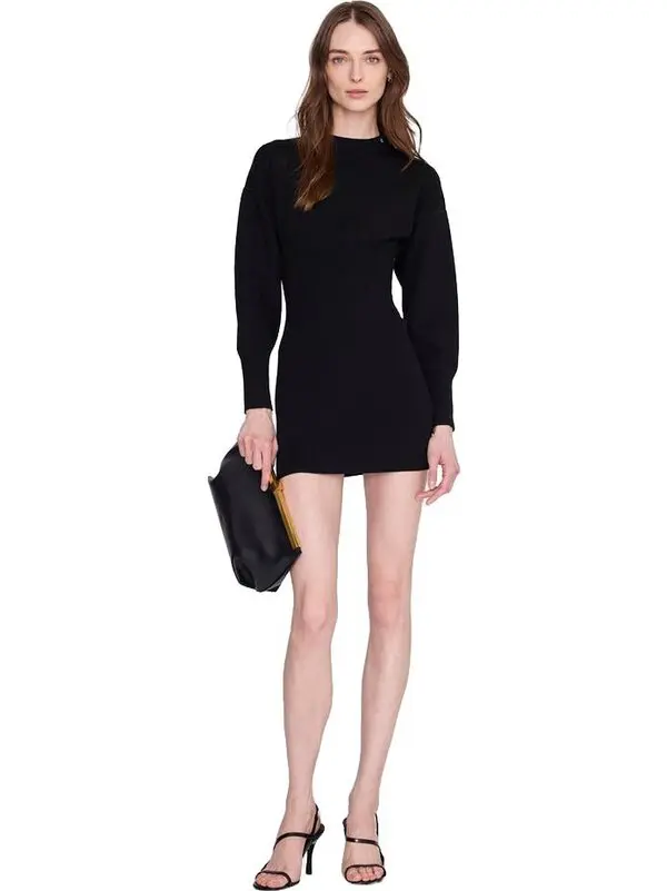 ANINE BING Imane Knit Mini Dress With Voluminous Sleeves - Black