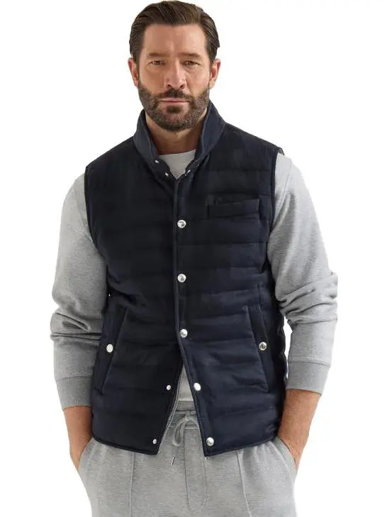 Brunello Cucinelli Lightweight Cashmere Flannel Down Vest - Dark Grey