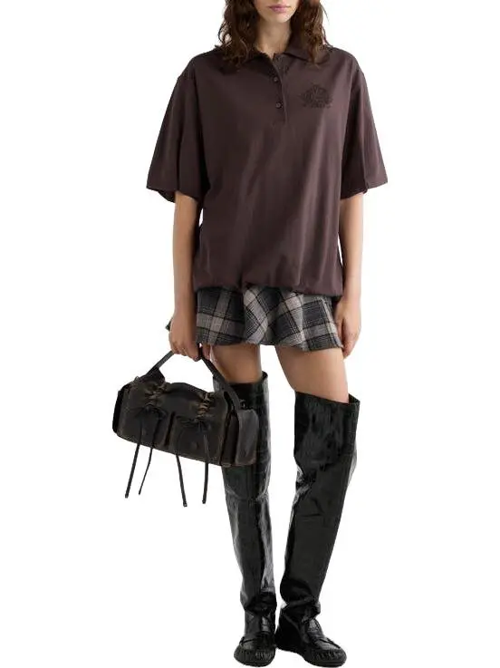 Acne Studios Embroidered Bubble Hem Polo - Dark Brown