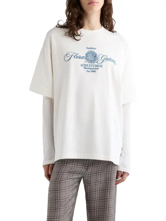 Acne Studios Edra Embroidered Cotton T-shirt - Off White/ecru