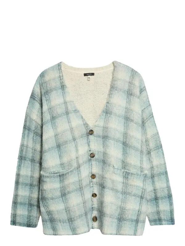 R13 Plaid Alpaca-blend Cardigan - Blue Plaid