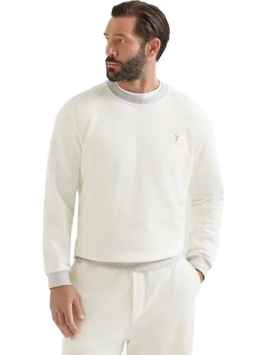 Brunello Cucinelli Cotton French Terry Sweatshirt With Embroidery - Off-white