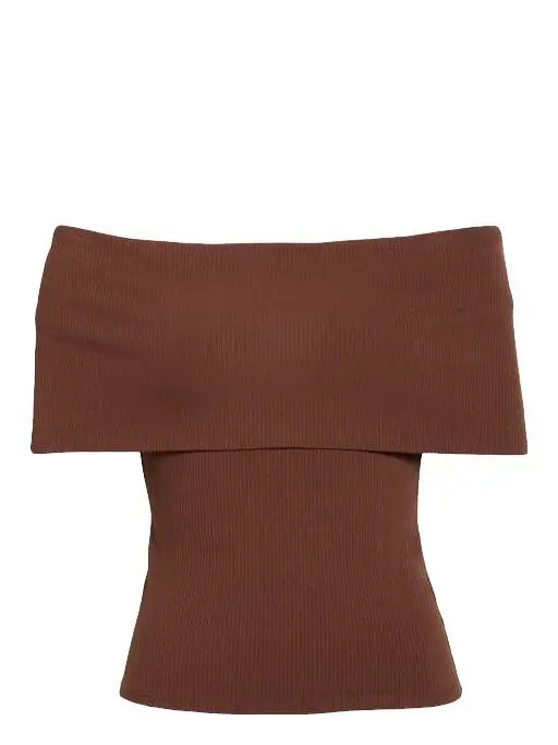 Paige Rosarita Rib Knit Off-the-shoulder Top - Oak