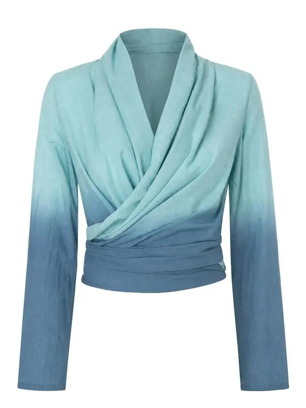 TIGER AND THE MONKEY The Natasha Wrap Front Shirt In Organic Cotton - Blue
